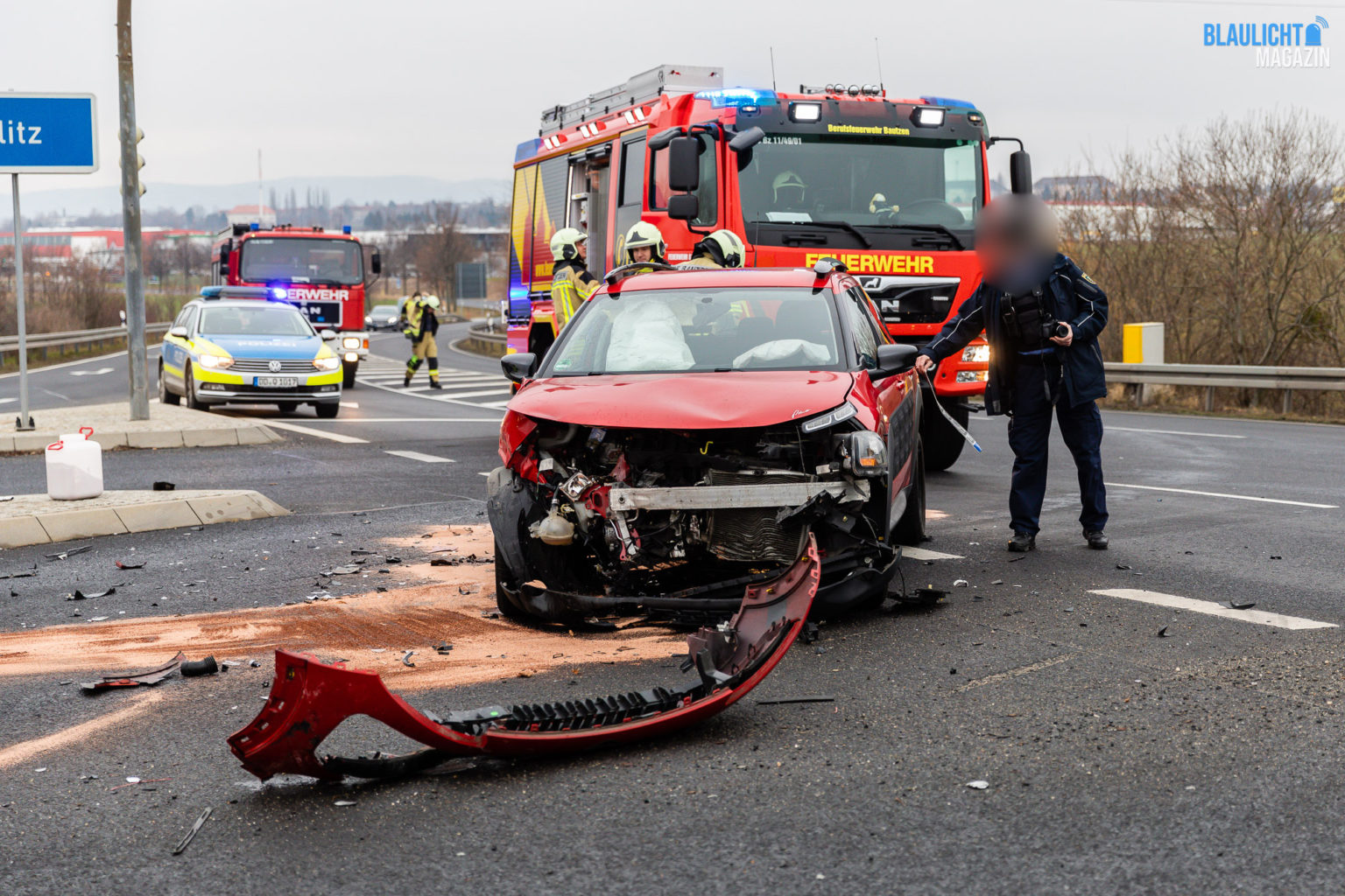 Unfall an der Autobahnauffahrt Bautzen-Ost | Blaulicht-Magazin.net